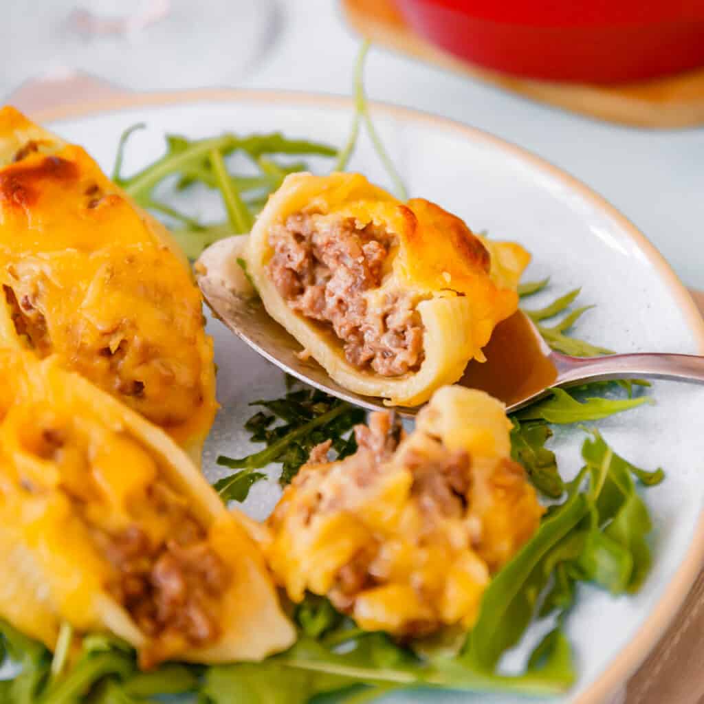 Cheeseburger Stuffed Shells • You Say Potatoes