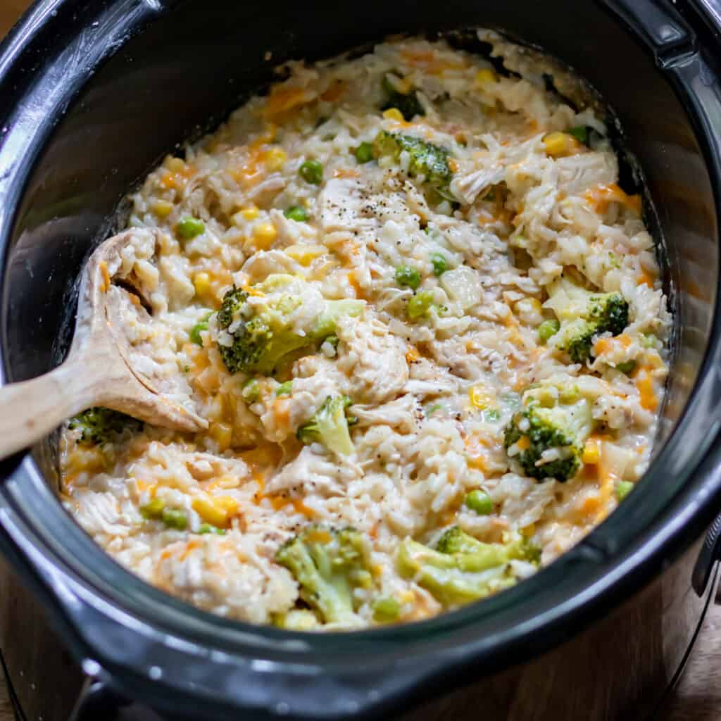 Crockpot Cheesy Chicken and Rice • You Say Potatoes
