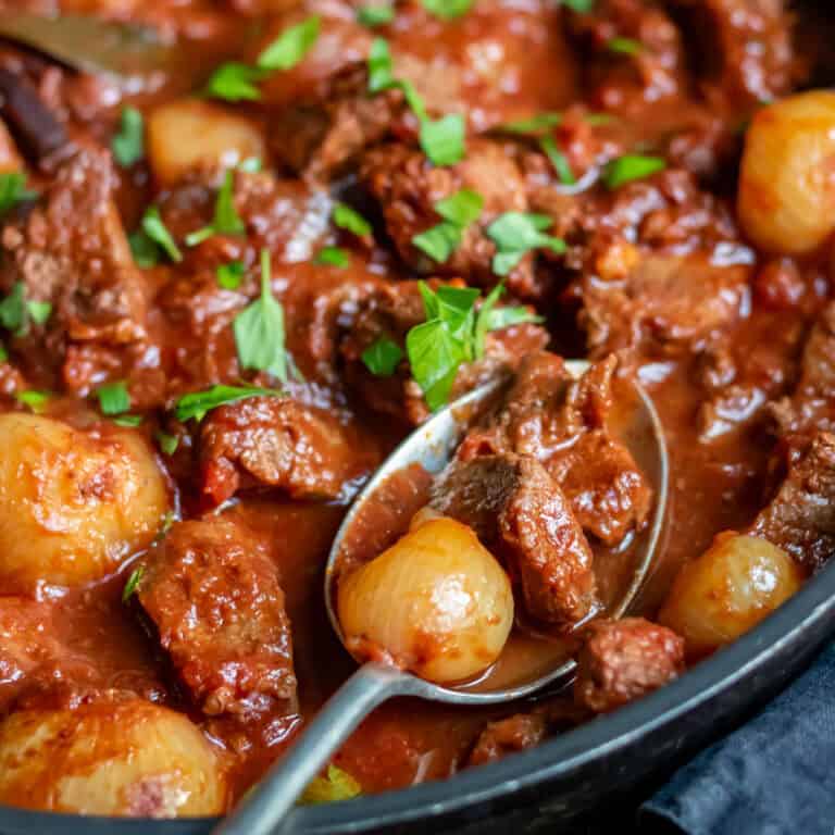 Slow Cooker Beef Stifado • You Say Potatoes